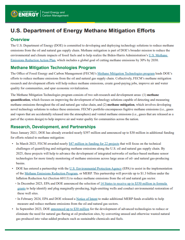Methane Mitigation Technologies | Department of Energy