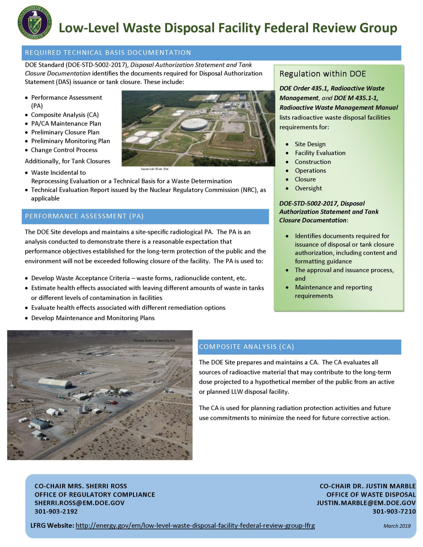 Low-Level Waste Disposal Facility Federal Review Group Fact Sheet ...