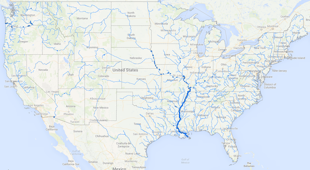 United States Map Showing Rivers